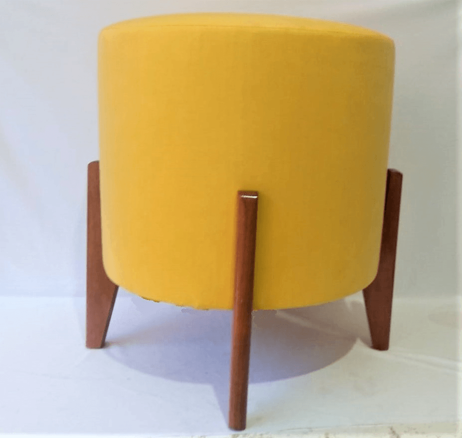 Puff Puf Pufe Banqueta Zeus Luxo Madeira Maciça Veludo Amarelo ...