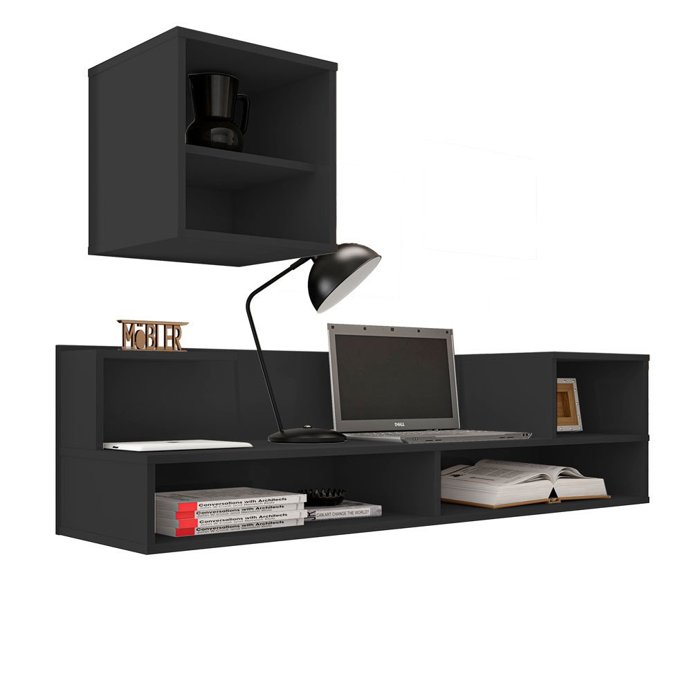 Escrivaninha Penteadeira Suspensa Com Nicho Like Mobler Preto ...