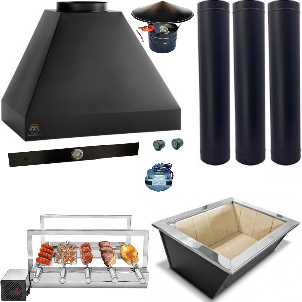Kit Churrasqueira Gourmet Makeer Aço Grill Giratório 0550 M ...