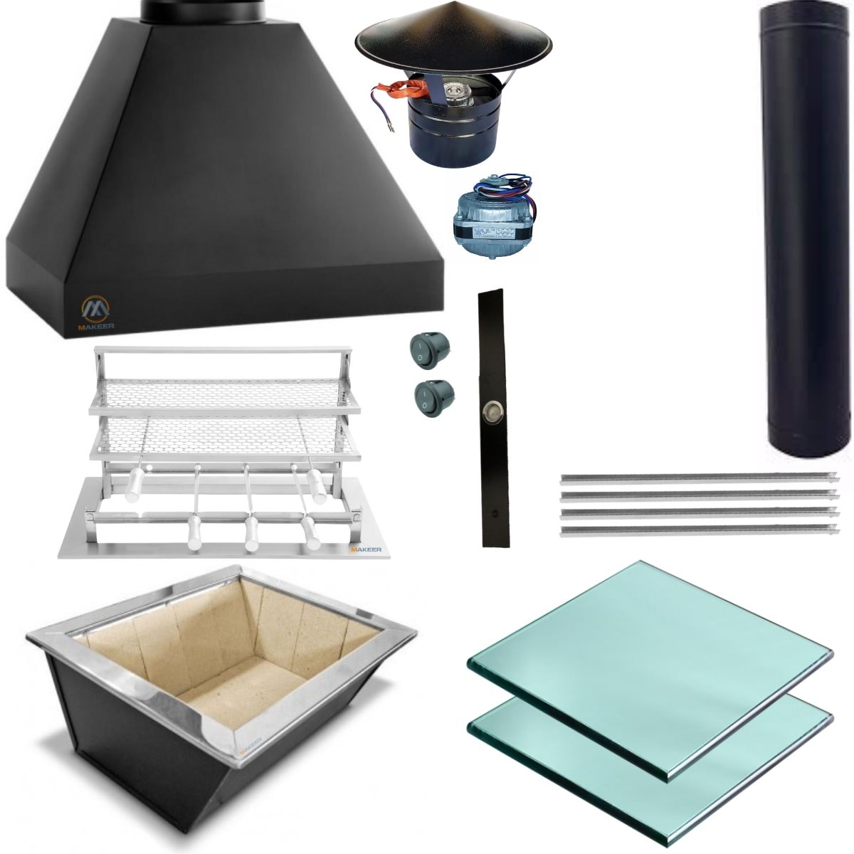 Kit Churrasqueira Gourmet Makeer Suporte Fundo 1029 G | MadeiraMadeira