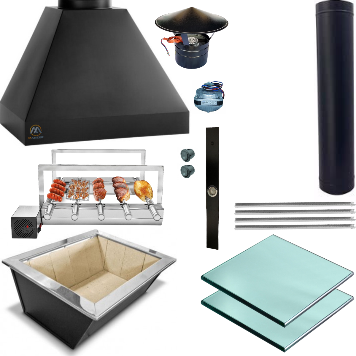 Kit Churrasqueira Gourmet Makeer Aço Grill Giratório 1027 M ...