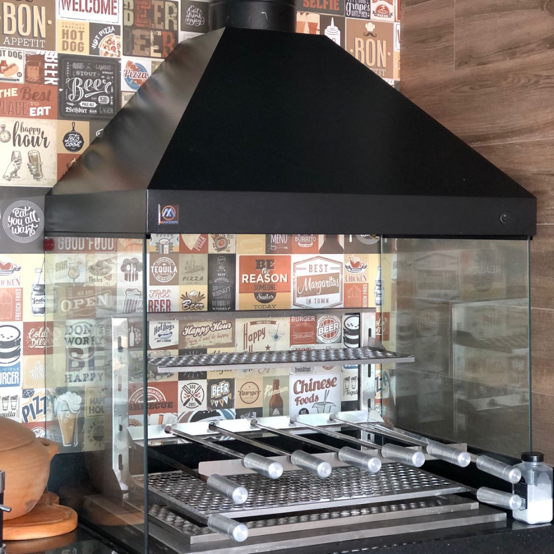 Kit Churrasqueira Gourmet Makeer Aço Suporte Fundo 0570 M | MadeiraMadeira