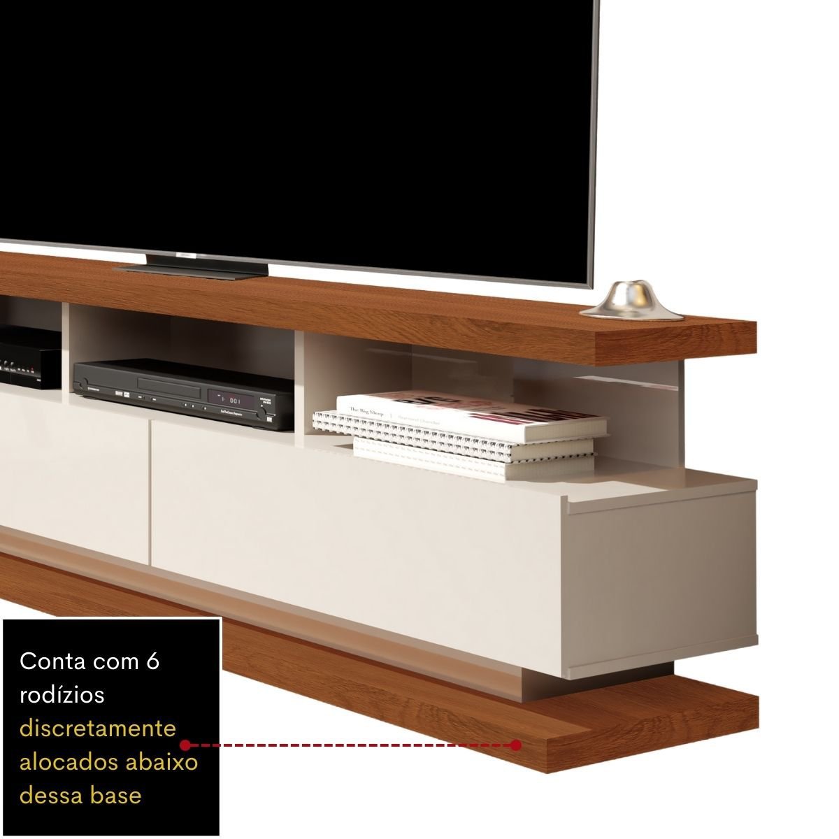 Rack para Sala Televisão até 65 Polegadas - Mod.2015:Off White/Freijó ...