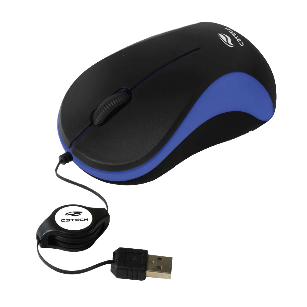 MOUSE RETRÁTIL C3 TECH MS-10BL AZUL | MadeiraMadeira