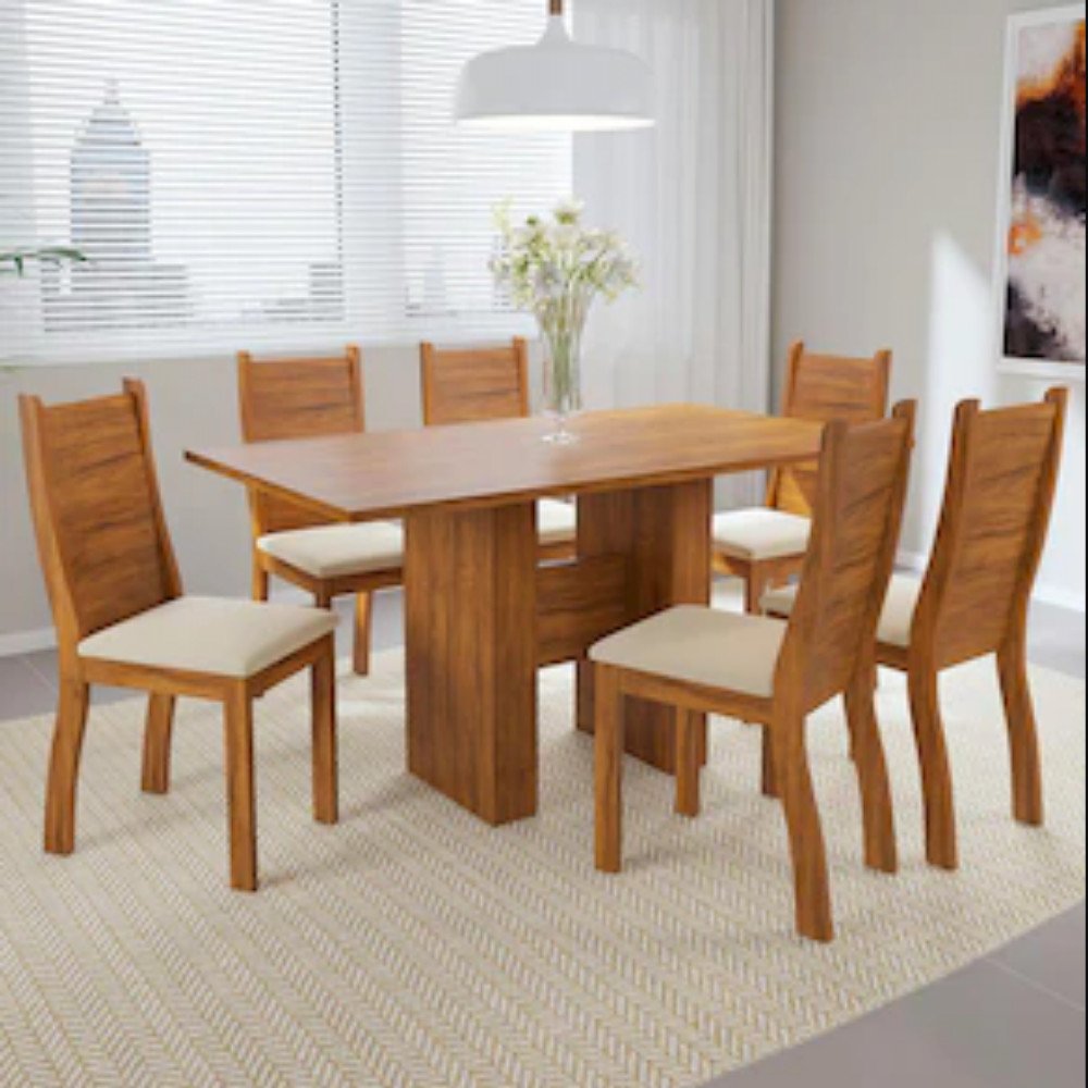 Mesa de Jantar Carmem com 6 Cadeiras Viero Móveis | MadeiraMadeira