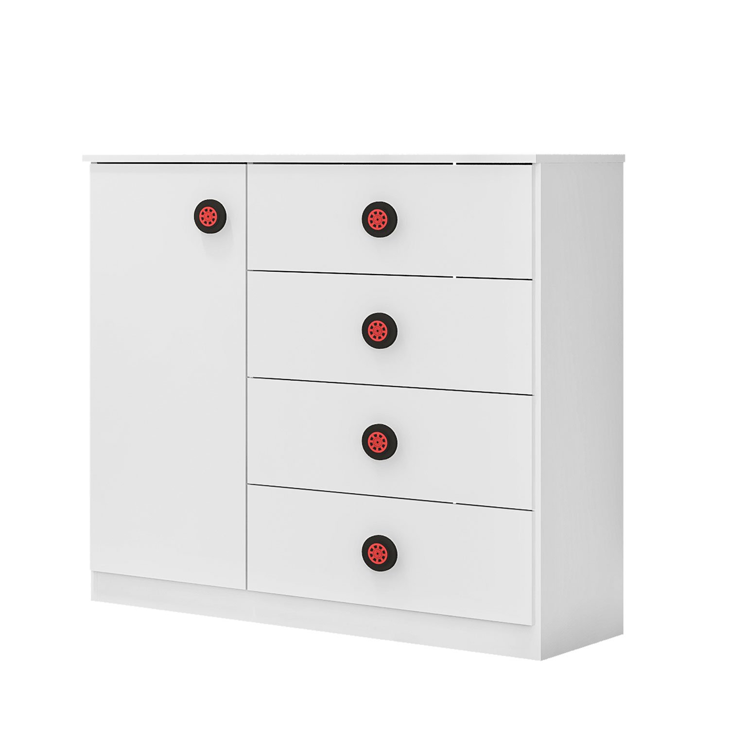 Cômoda Infantil Sport Car 4 Gavetas Branco | MadeiraMadeira