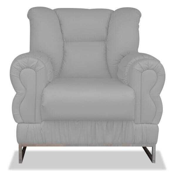 Poltrona Cadeira do Papai Nancy Estofada com Base Cromada Corano Branco ...