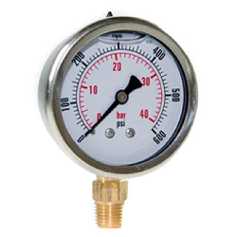 Manômetro Vertical Caixa Metálica (63mm) Glicerinado Rosca 1/4 NPT - 0 a 900 psi /-60Bar 3822 ...