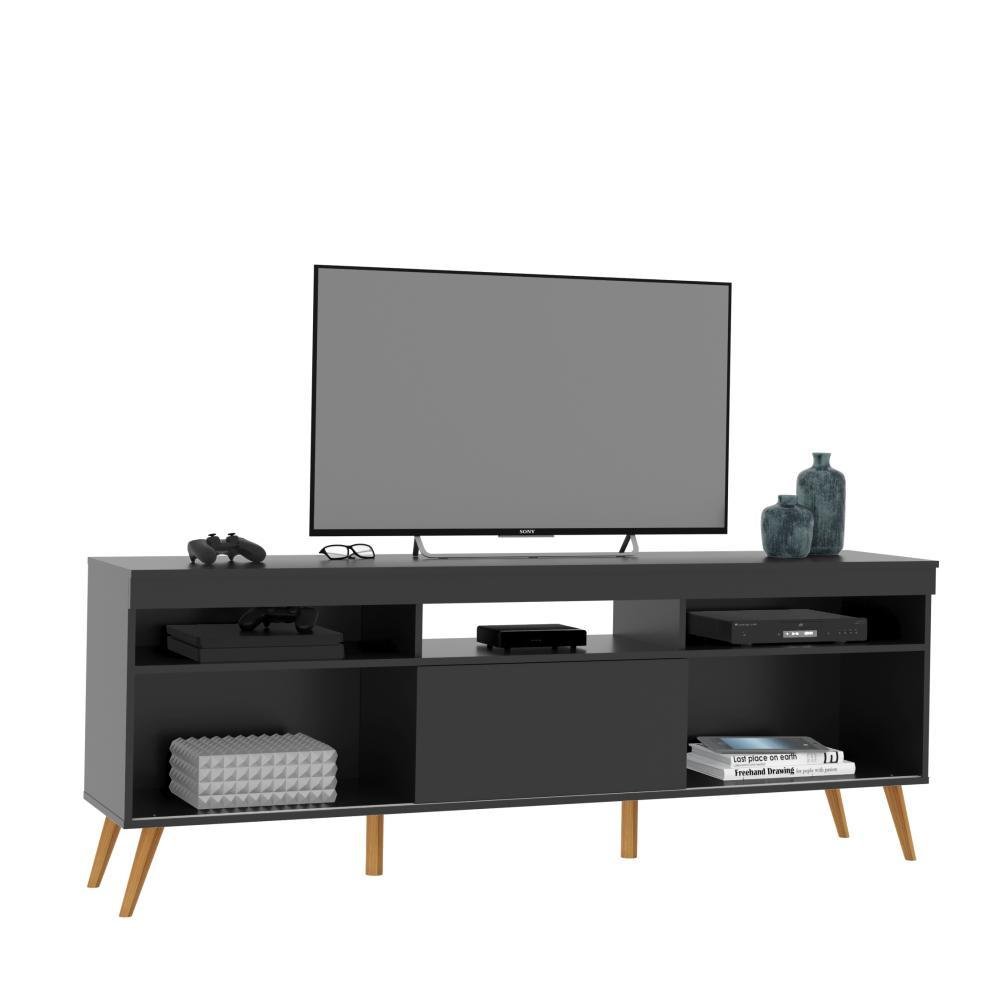 Rack Linea Retrô - Preto - Rpm Móveis | MadeiraMadeira