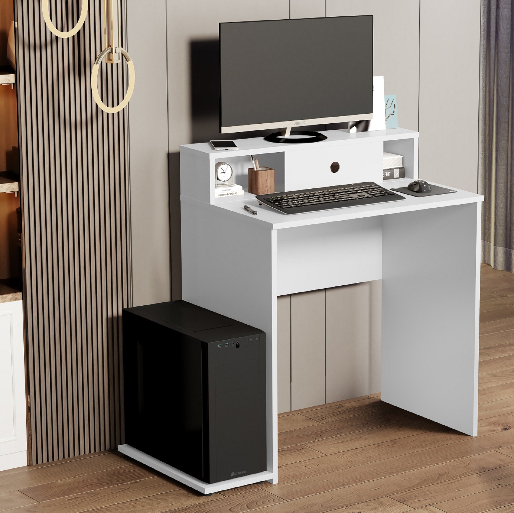 Mesa Para PC Ou Notebook Com Nicho E Suporte Tela Cor Branco ...