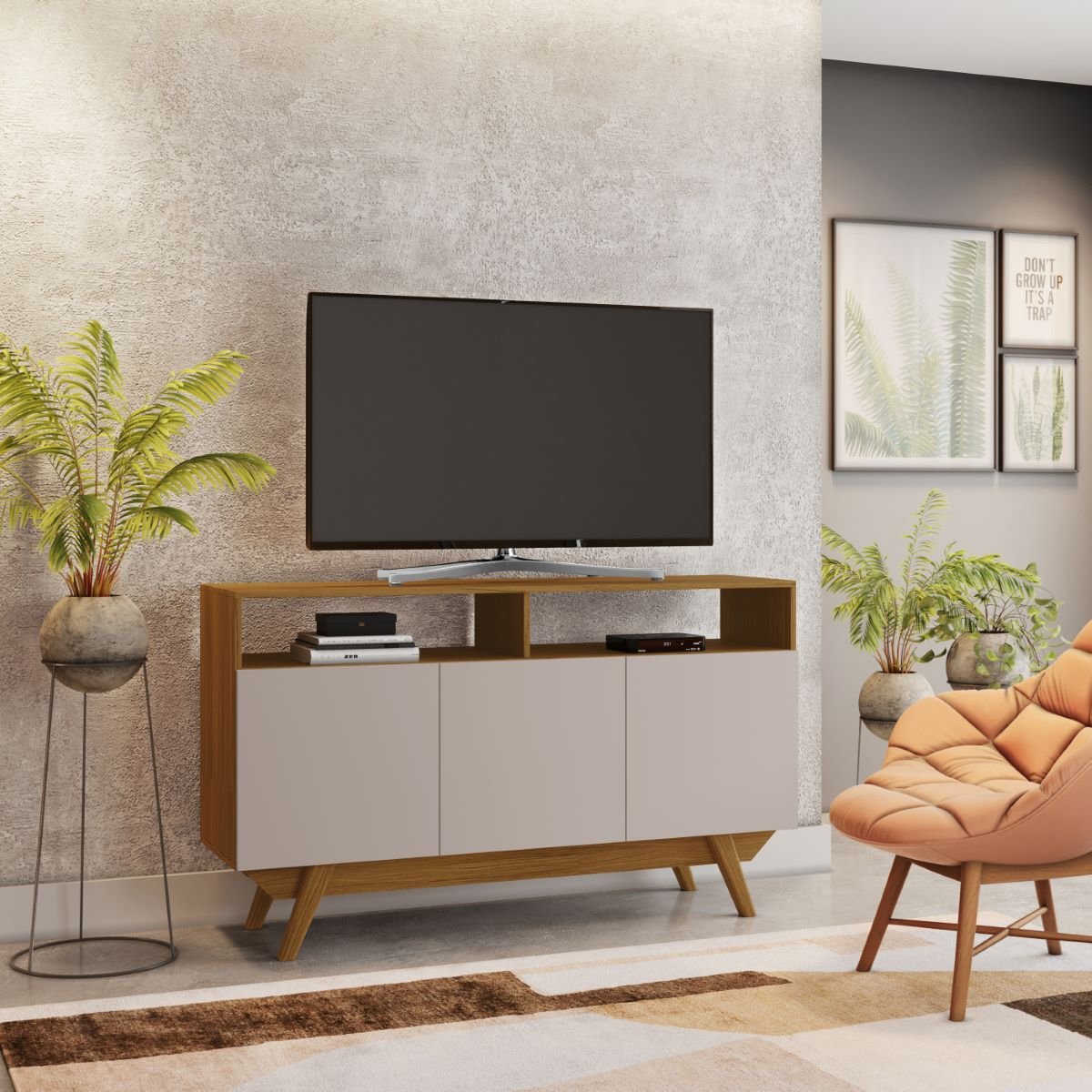 Rack Celebrar TV Até 55 Polegadas JCM Móveis:Freijó/Off White ...