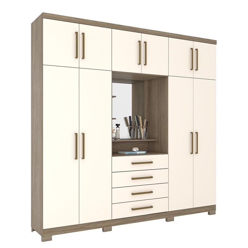 Guarda Roupa Casal Roma 10 Portas e 4 Gavetas Capelinha com Espelho ...