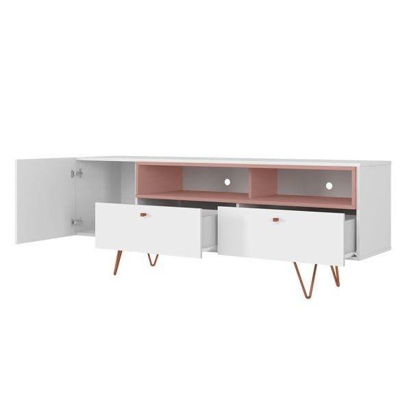 Rack Retro Para Tv 55 Polegadas Metal Alasca Branco Ac/Rose Ac ...