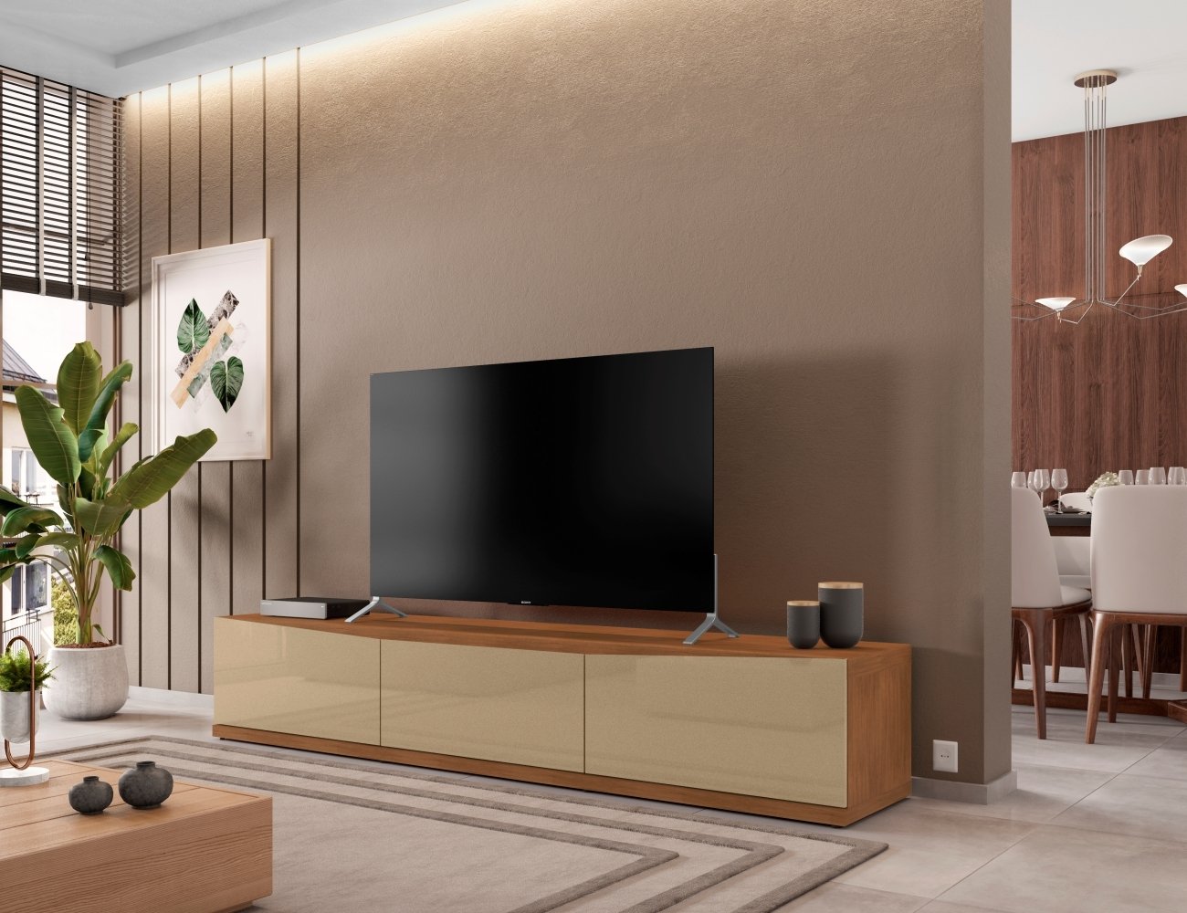 Rack para TV Vallery Champagne Cedro 3 Gavetas | MadeiraMadeira