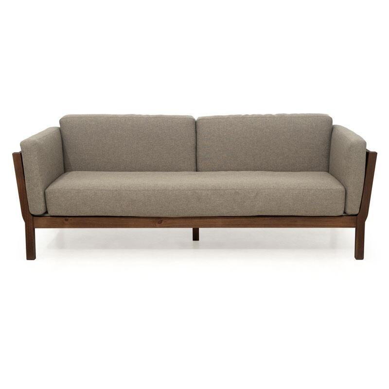 Sofá de Madeira Maciça 3 Lugares com Almofadas Soltas Minas - Iaza ...