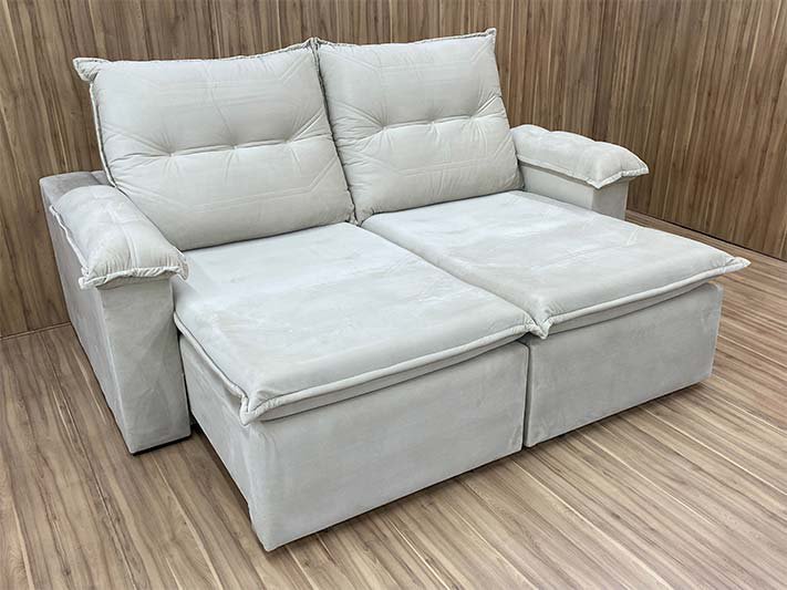 Sofá Retrátil Reclinável 2,00 m Bege B164 Firenze | MadeiraMadeira