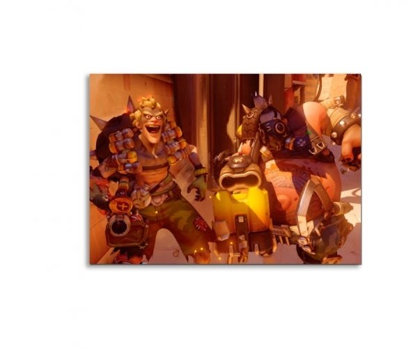 Quadro decorativo A4 Overwatch Roadhog e Junkrat | MadeiraMadeira