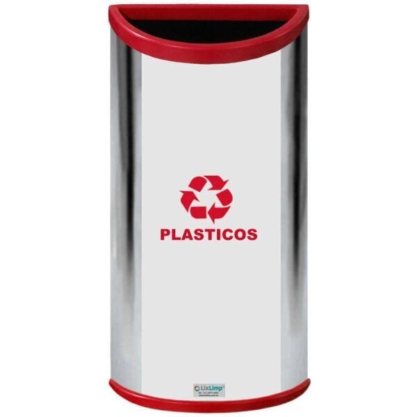 Lixeira Coleta Seletiva Inox TAR Meia-Lua 40 L VM MS | MadeiraMadeira