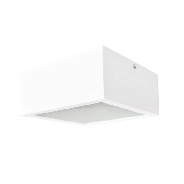 Plafon Sobrepor Quad Box 2xe27 - Branco Microtexturizado | MadeiraMadeira