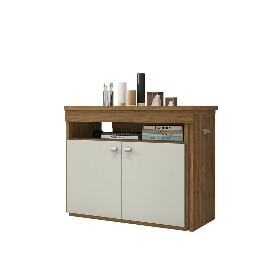 Balcão com Mesa Retrátil Ibiza Freijó/Cinza Cristal | MadeiraMadeira