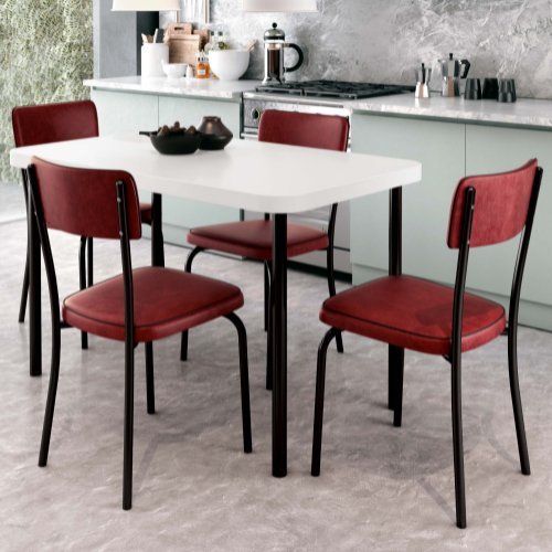 Conjunto de Mesa Brigatto M-863 Formica Branca com 4 Cadeiras C-509 ...