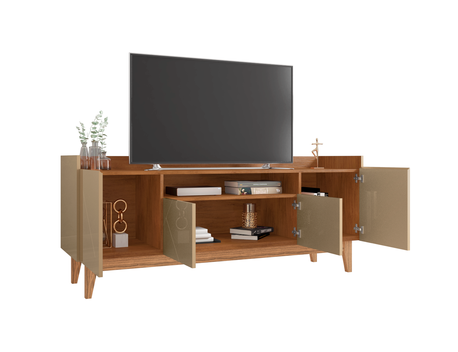 Rack para TV Até 60 Polegadas Adria 4 Portas Champagne/Cedro - Casa D ...