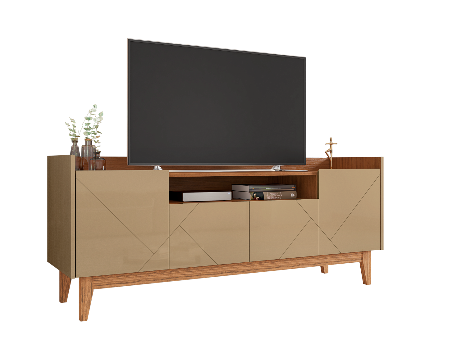 Rack para TV Até 60 Polegadas Adria 4 Portas Champagne/Cedro - Casa D ...