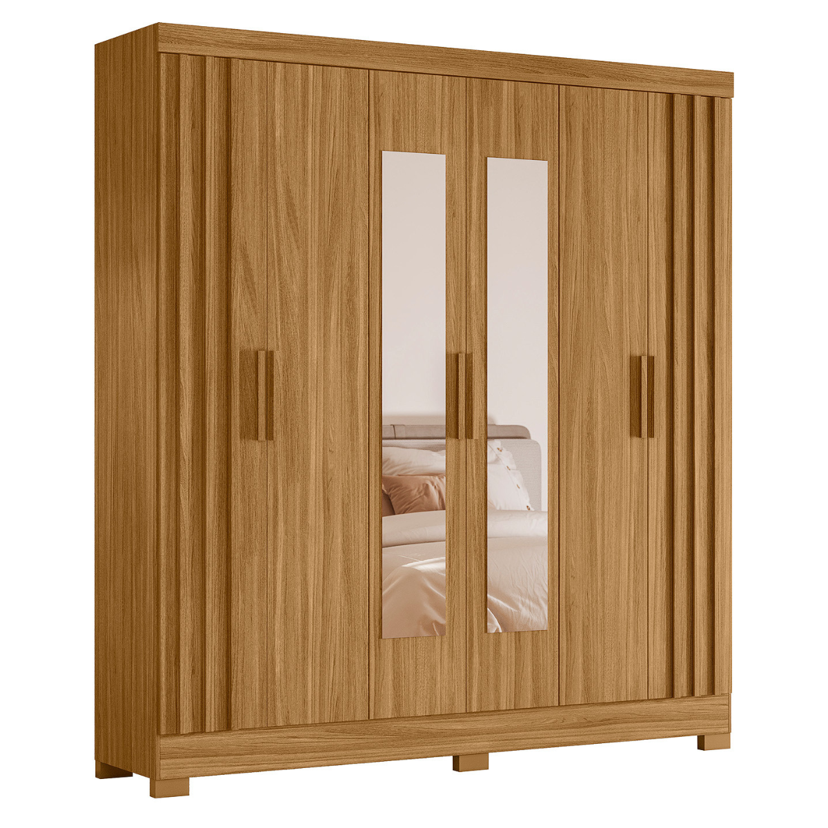 Guarda Roupa Ripado com Espelho Manila Feijó | MadeiraMadeira