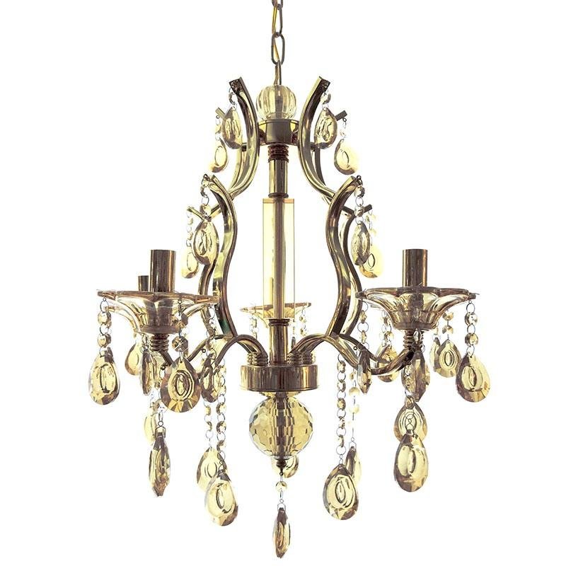 Lustre Pendente Cristal 1540/5-Diamante - Dourado | MadeiraMadeira