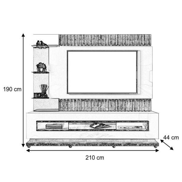 Home Moderno para TV 60 Polegadas Ripado com LED 100% MDF Solare | DJ ...