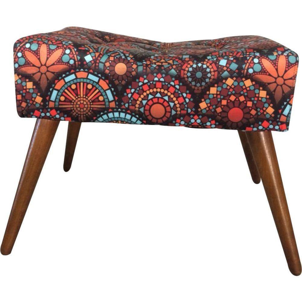 Puff Puf Nina Suede Mandala Retangular E Estampas | MadeiraMadeira
