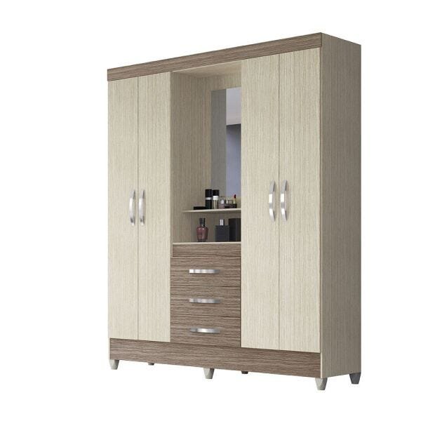 Guarda-Roupa Moval Capri 4 Portas 3 Gavetas Avelã Carvalho | MadeiraMadeira