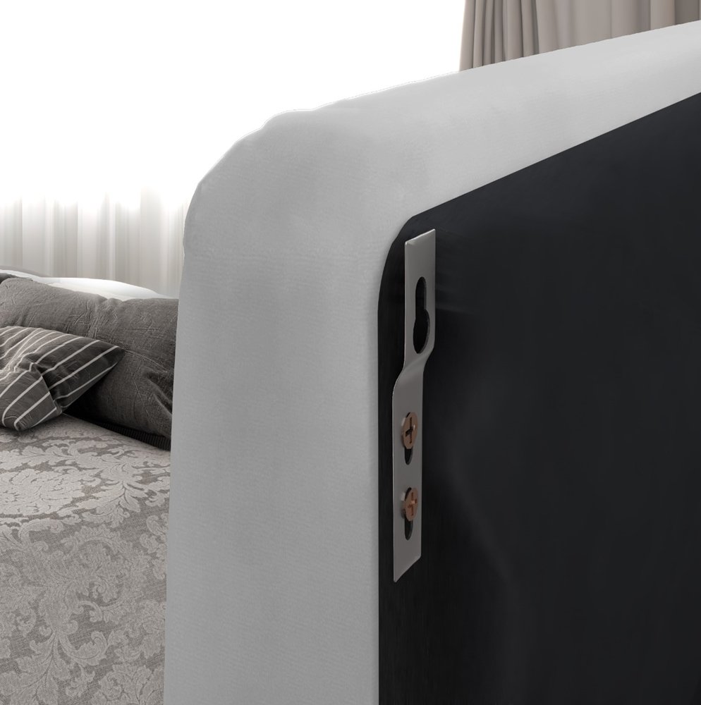 Cabeceira Casal Cama Box 1,40 Estofada Bruna - Corino Branco ...