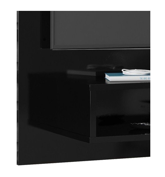 Painel TV 32 Polegadas Fit Nicho e Prateleira MDF - beemóveis - Preto | MadeiraMadeira