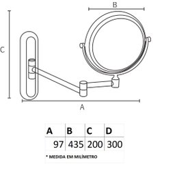 Espelho EF-L 8 - Redondo - E6520 - Black | MadeiraMadeira