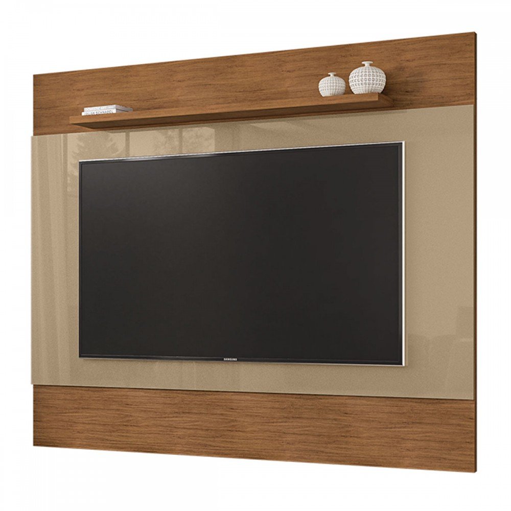 Painel para TV Até 50 Polegadas Quasar 1 Prateleira Champagne/Cedro ...