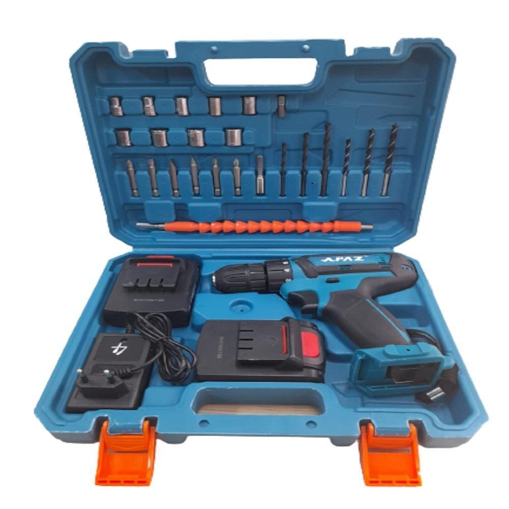 PARAFUSADEIRA 18V SEM FIO FURADEIRA MARTELETE 2 BATERIAS BROCAS MALETA PROFISSIONAL | MadeiraMadeira
