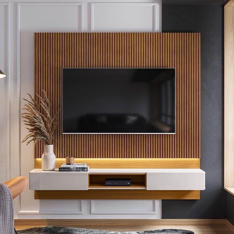 Painel para Tv 70 Polegadas 180cm com Led Paris Lukaliam Tauari Ripado ...