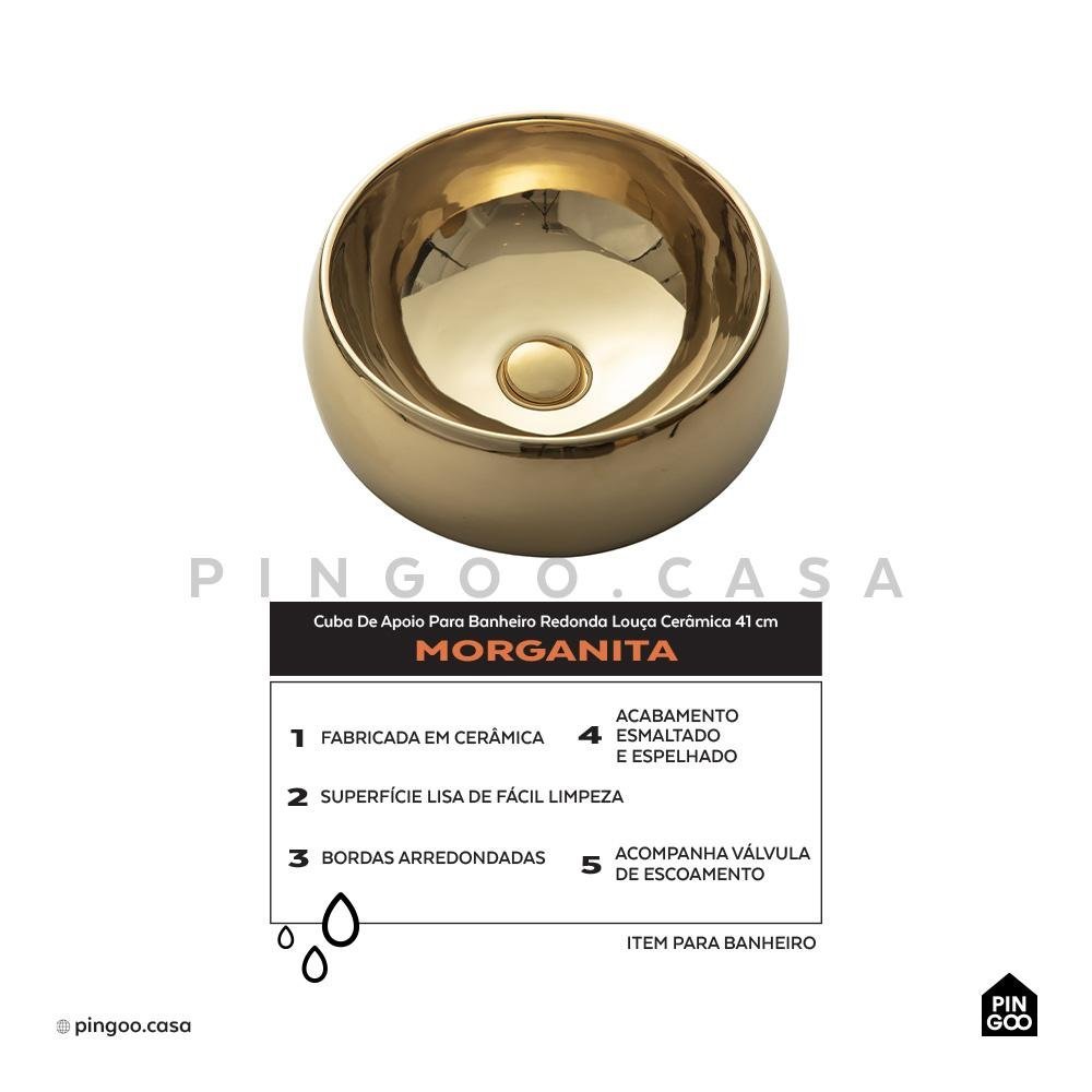 Cuba De Apoio Para Banheiro Redonda Louça Cerâmica 41 cm Morganita ...