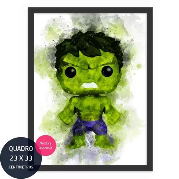 Desenho em aquarela Hulk super herói quadro decorativo | MadeiraMadeira