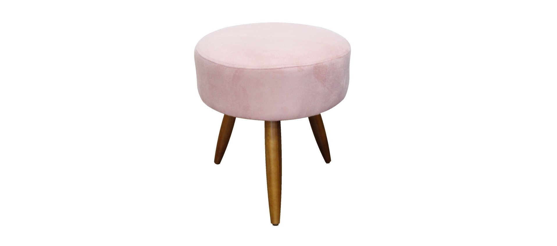 Kit 2 Puffs Redondo Pés palito em madeira maciça Rosa B3 | MadeiraMadeira