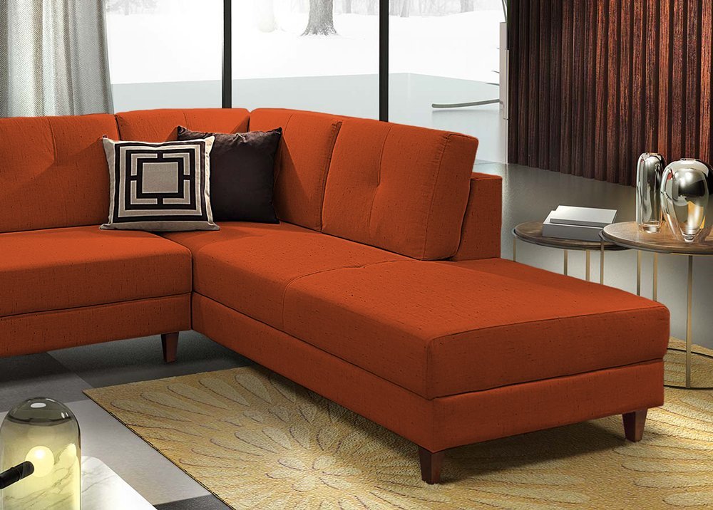 Sofá 3 Lugares Ocre em Veludo 2,20m Daisy | MadeiraMadeira