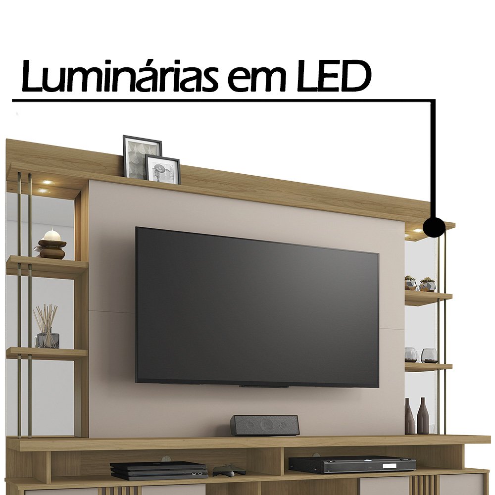 Estante Home para TV até 65 Polegadas Esplendor Candian JCM Movelaria Noronha/Off White ...