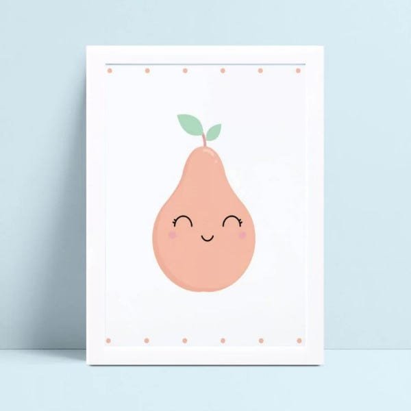Quadro infantil decoração quarto fruta rosa pera | MadeiraMadeira