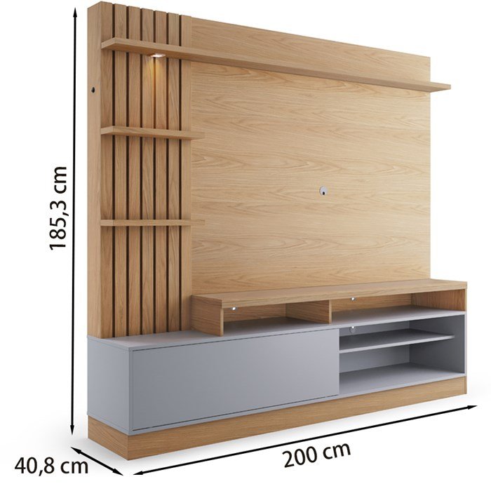 Estante Home para Tv 65 Polegadas Maceio Freijo Cinza Clb | MadeiraMadeira