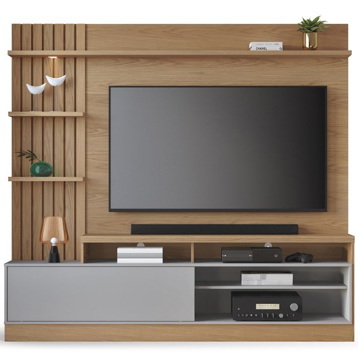 Estante Home para Tv 65 Polegadas Maceio Freijo Cinza Clb | MadeiraMadeira