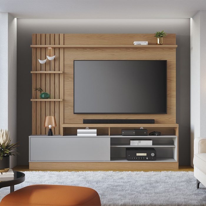 Estante Home para Tv 65 Polegadas Maceio Freijo Cinza Clb | MadeiraMadeira