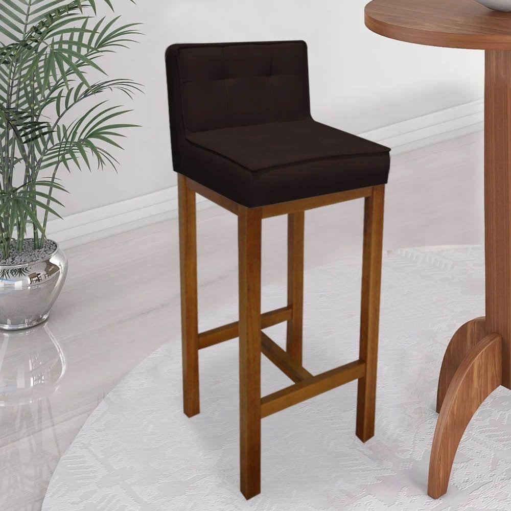 Banqueta Alta Com Encosto Alba Base Madeira | MadeiraMadeira