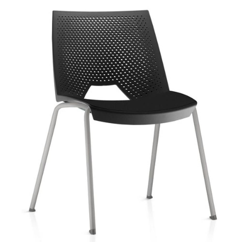 Cadeira Empilhável Fixa Liked F02 Base Aço Cinza Preto - Lyam Decor ...