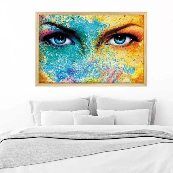 Quadro com Moldura Blue Íris MADEIRA CLARA - Grande | MadeiraMadeira